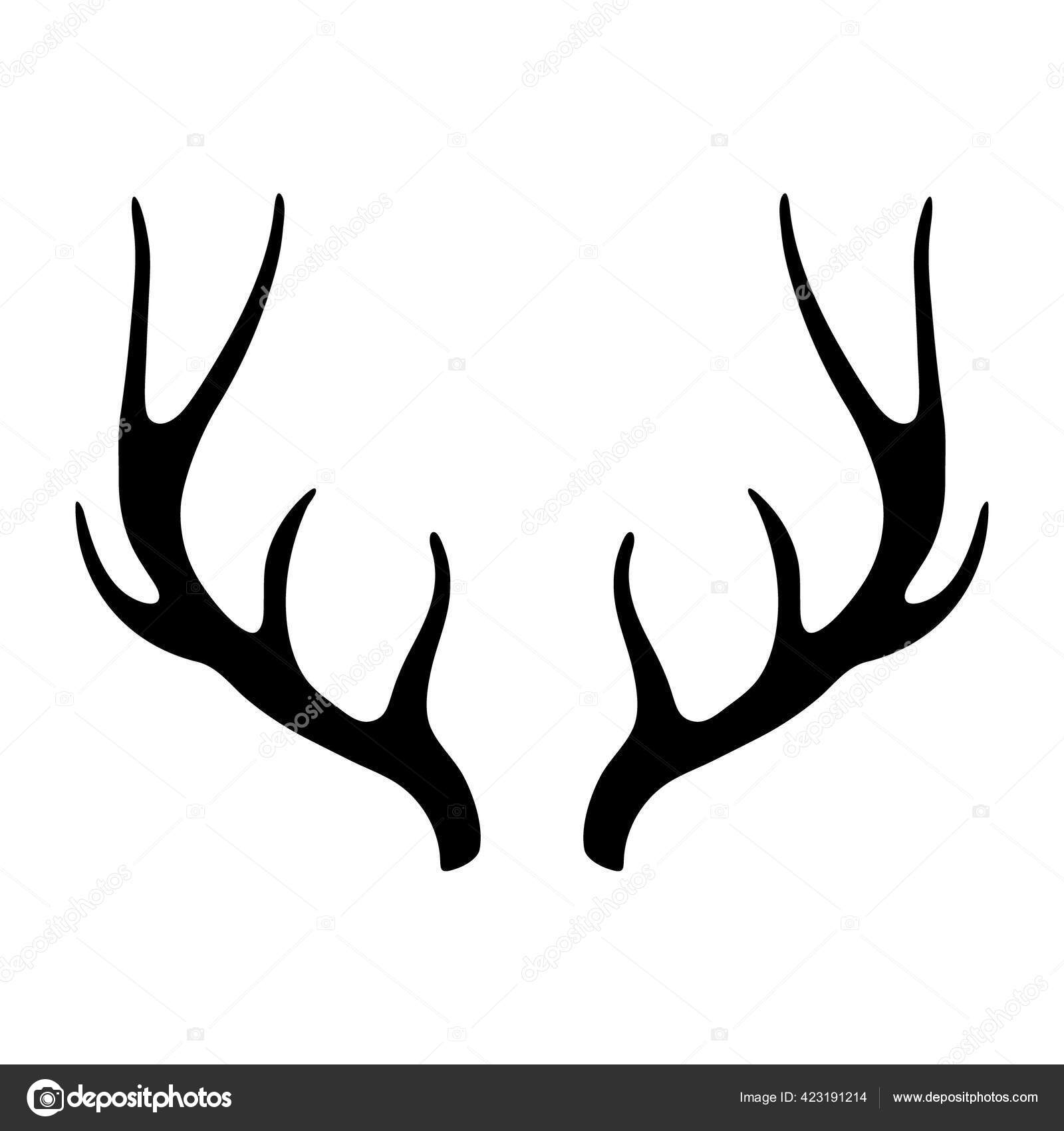 Siluet Tanduk Rusa Diisolasi Pada Latar Belakang Putih Ikon Tanduk ...