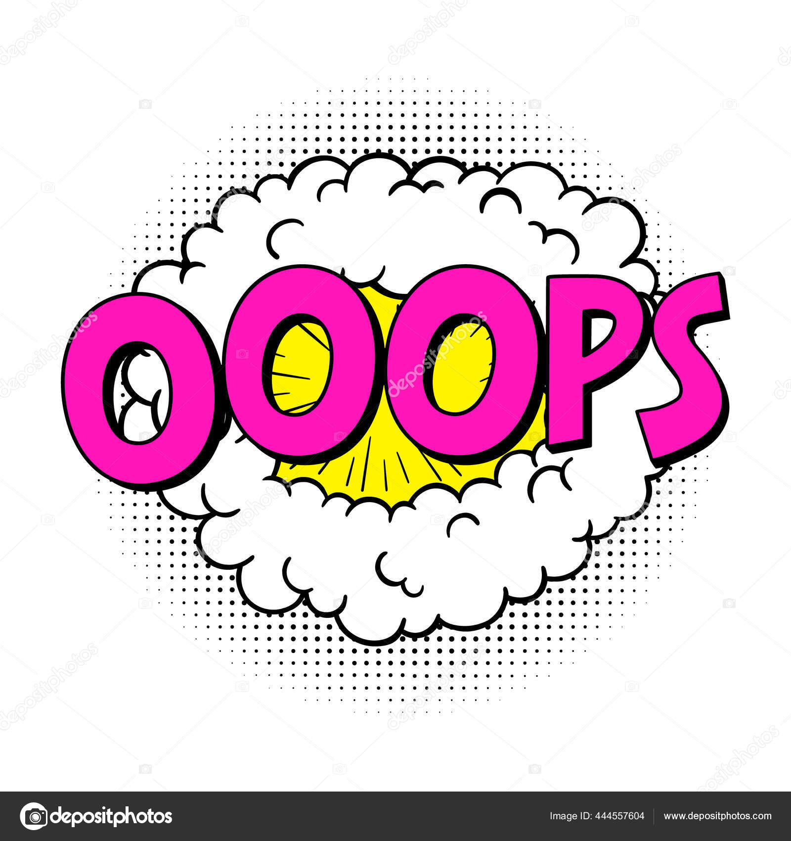 Oops Text With Comic Effect Vector Image 1823185 Oops Word Stock
