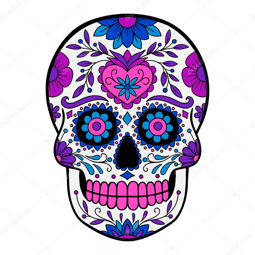 Teschio Colorato Teschio Di Zucchero Giorno Dei Morti Teschio