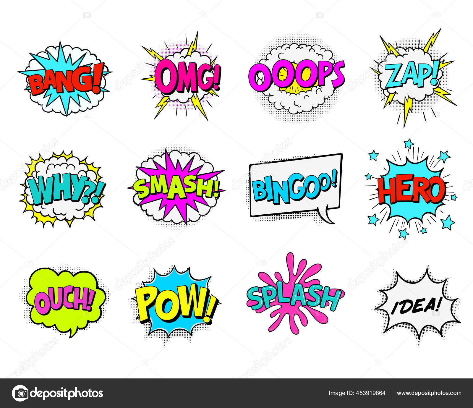 Comic Book Sound Effects Comic Book Speech Bubbles Set Stock Vector by ...