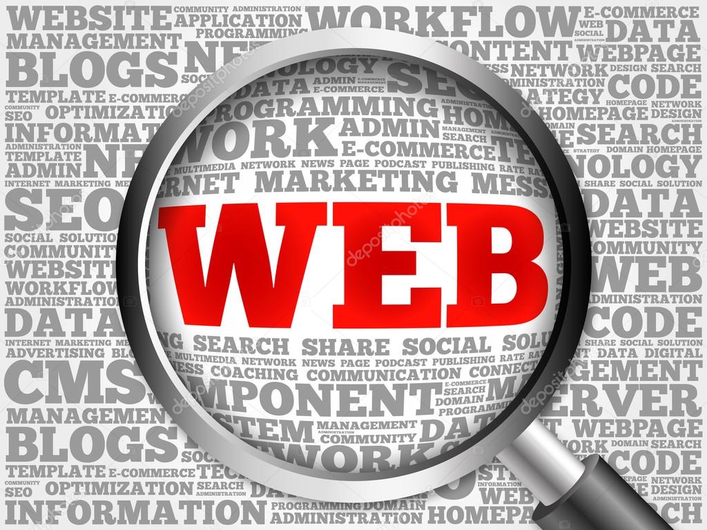 WEB word cloud with magnifying glass — Stock Photo © dizanna #110973486