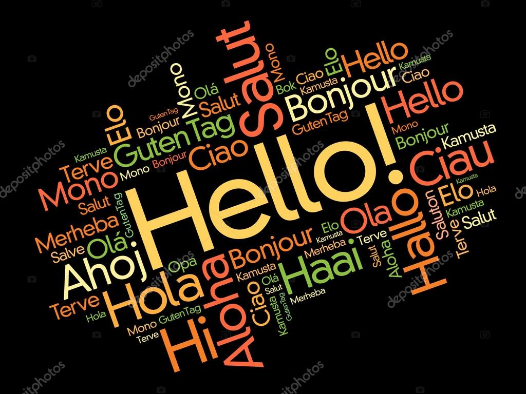 Hola nube de palabras en diferentes idiomas del mundo Vector de stock ...