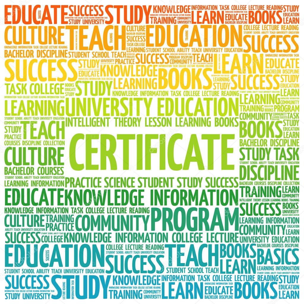 CERTIFICATE word cloud Stock Vector by ©dizanna 118385228