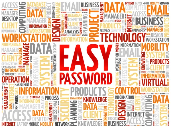 Easy Password Word Cloud Collage Technology Concept Background Stock ...