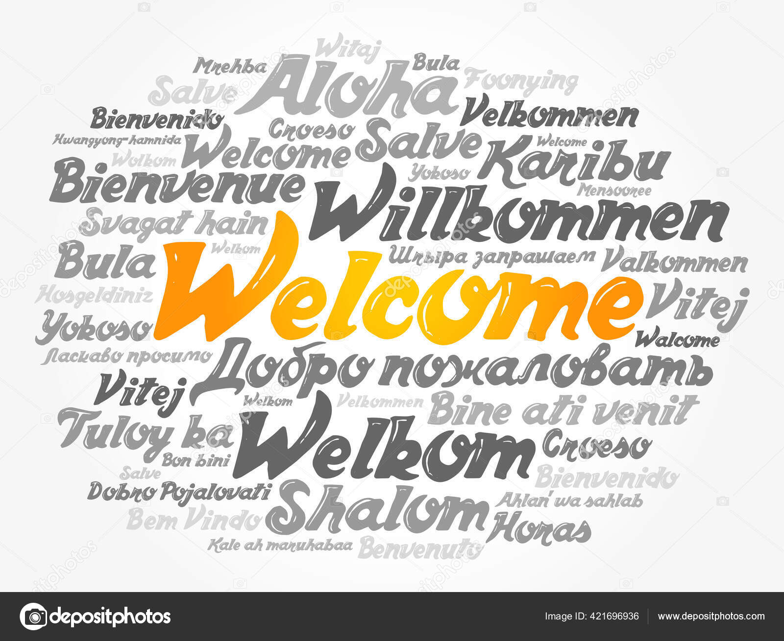 Welcome Word Cloud Different Languages Conceptual Background Stock ...