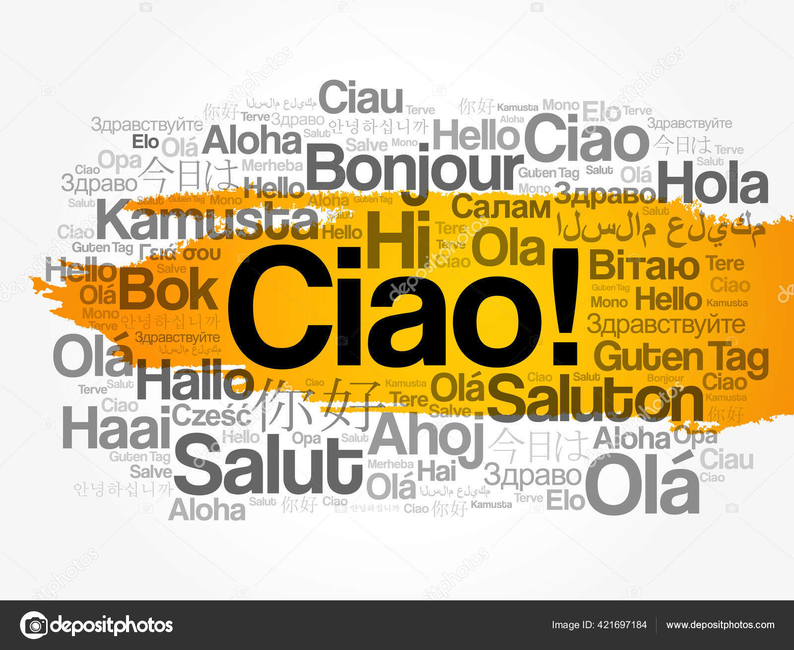 Ciao Hello Greeting Italian Word Cloud Different Languages World ...