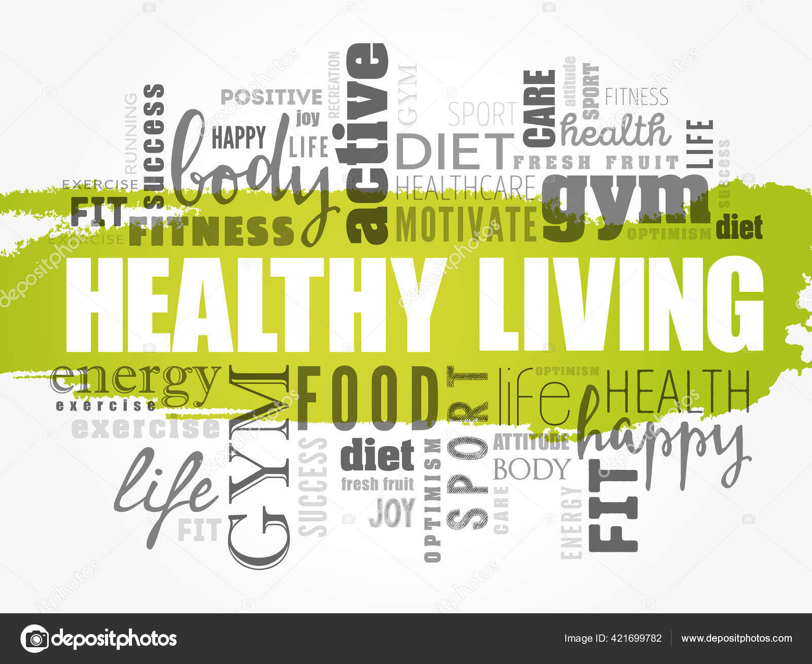 Healthy Living Word Cloud Collage Health Concept Background Stock ...