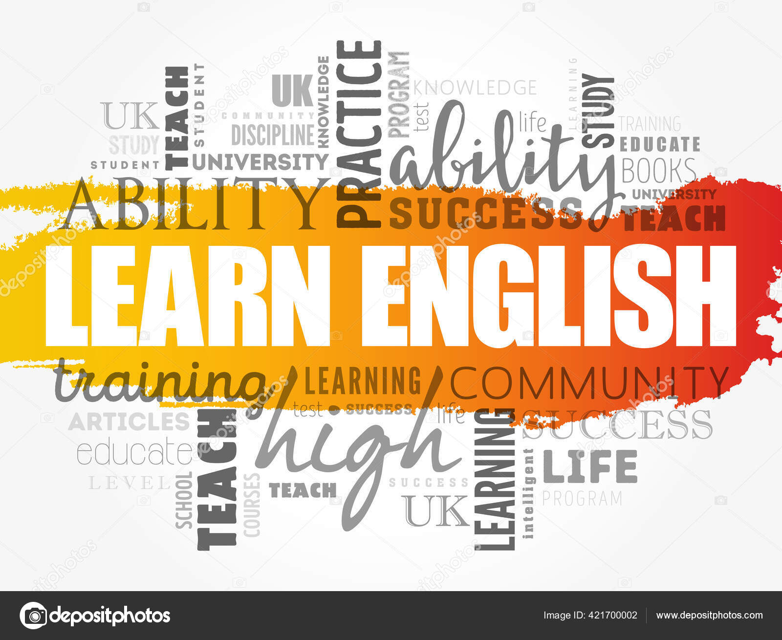 Aprende Inglés Palabra Cloud Collage Education Concept Background ...