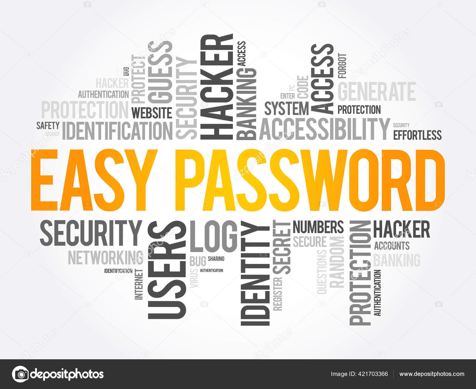 Easy Password Word Cloud Collage Technology Concept Background Stock ...