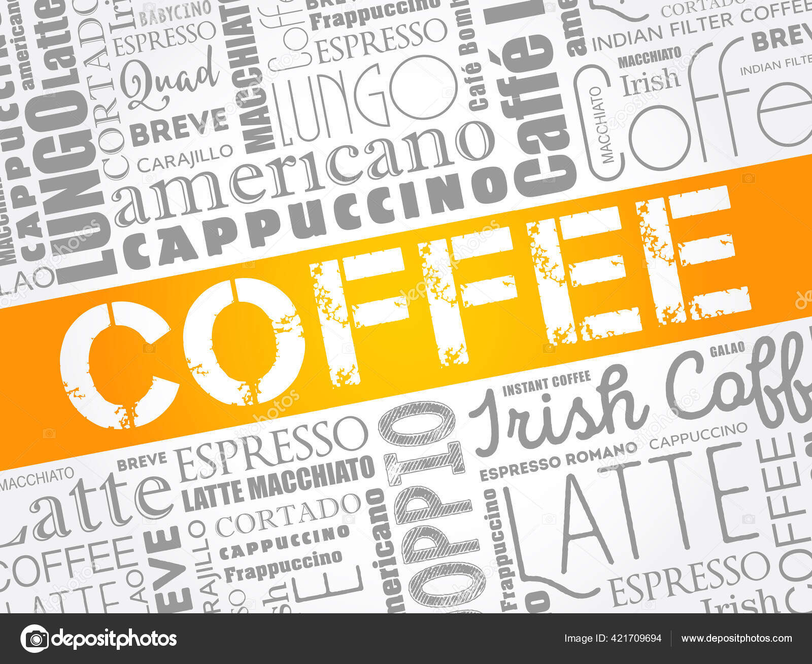 List Coffee Drinks Words Cloud Collage Poster Background Stock Vector ...