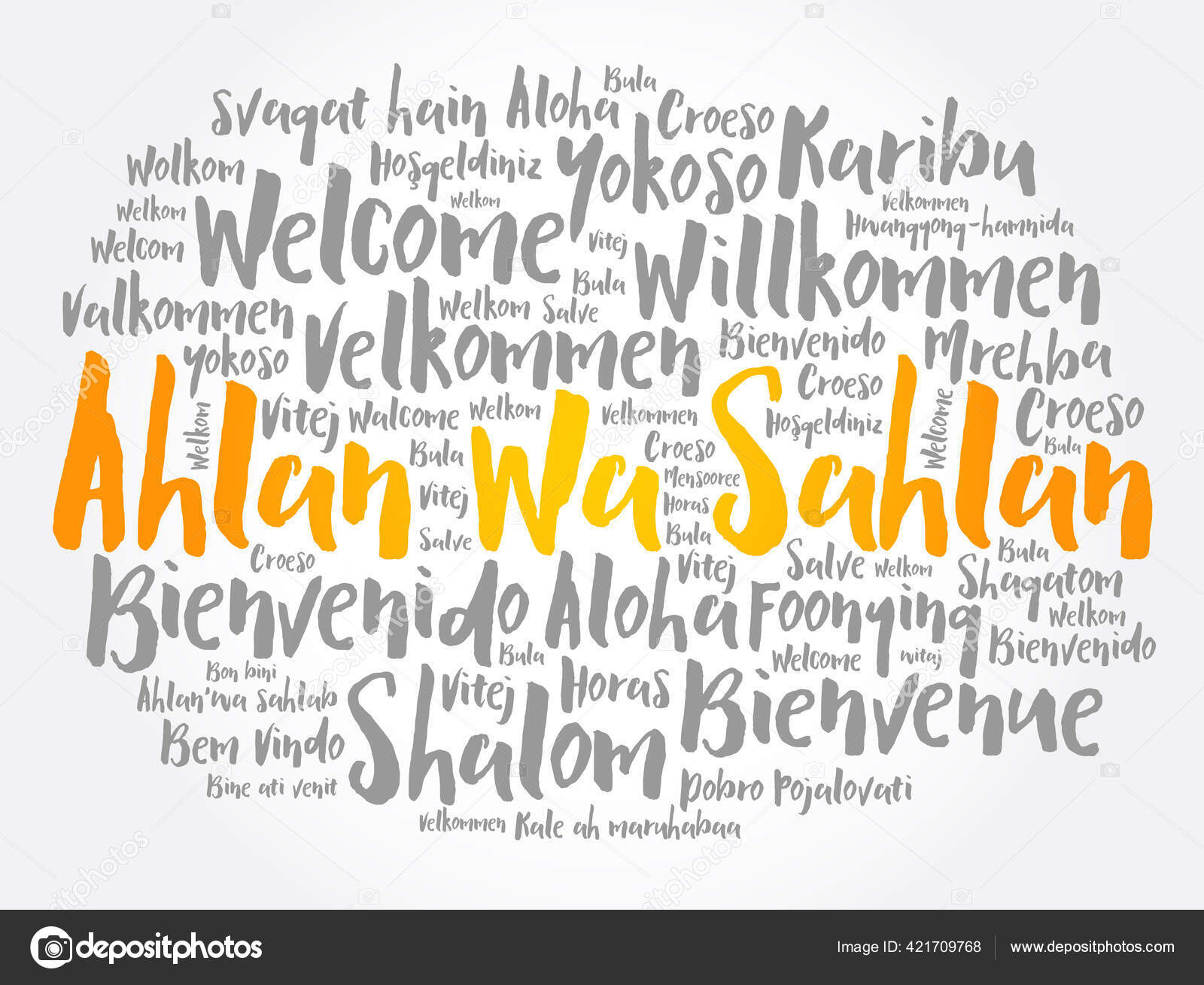 Ahlan Sahlan Welcome Arabic Word Cloud Different Languages Conceptual ...