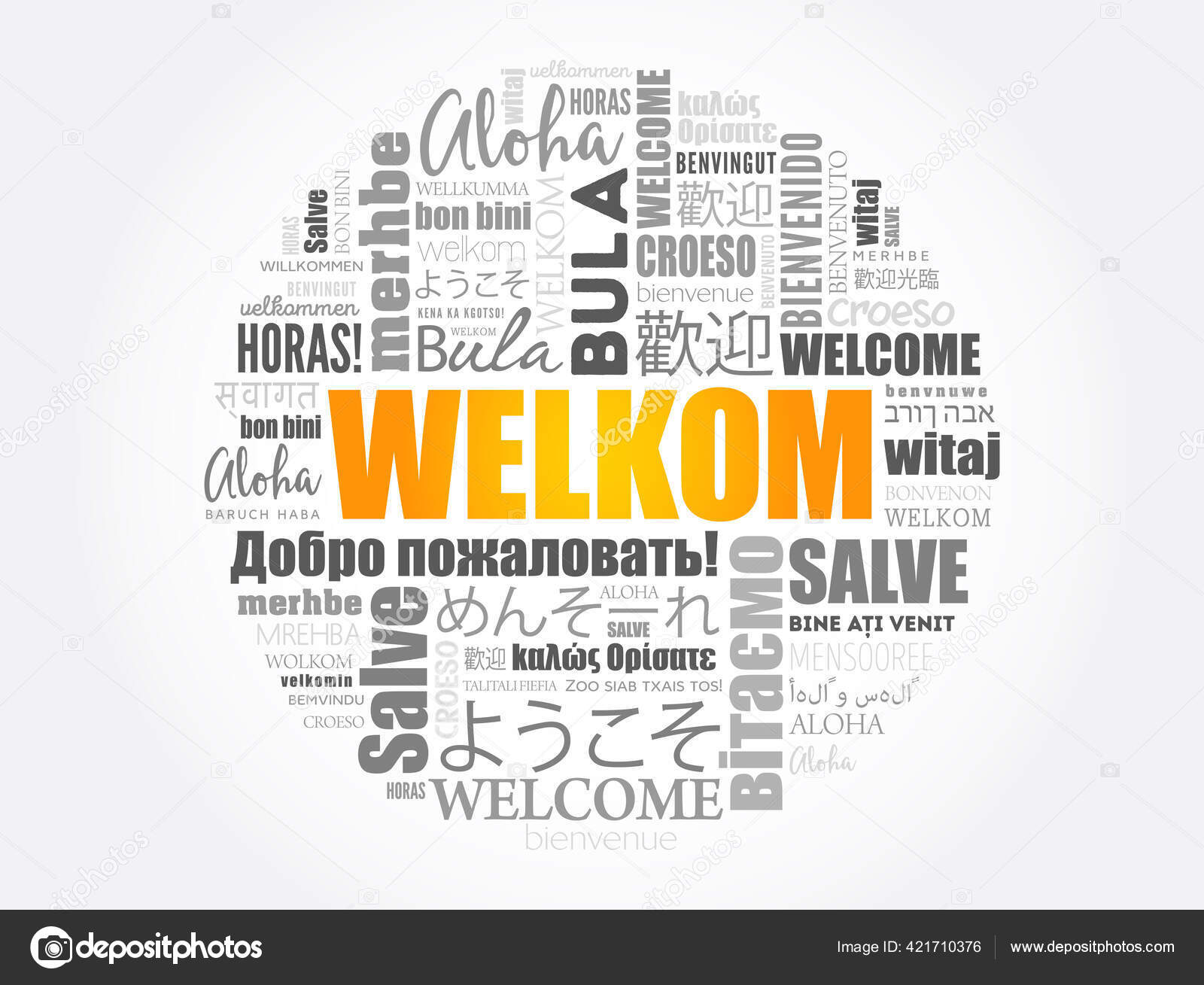 Welkom Welcome Afrikaans Word Cloud Different Languages Conceptual ...
