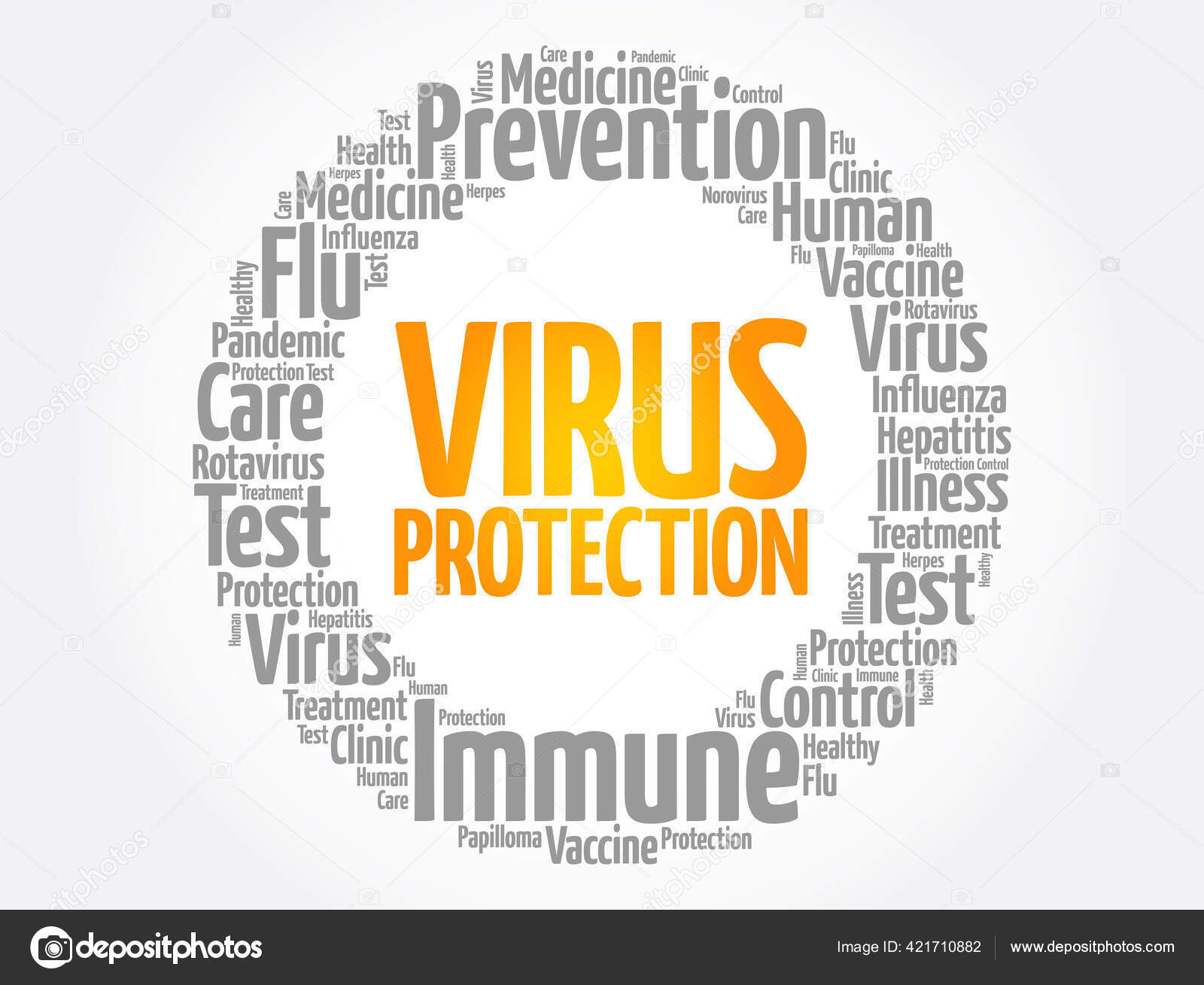 Virus Protection Word Cloud Collage Health Concept Background Stock ...