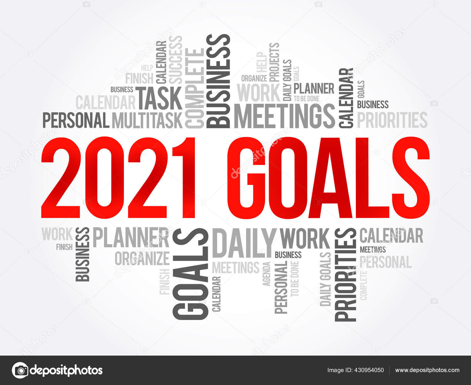 2021 Goals Word Cloud Collage Business Concept Background Stock Vector ...