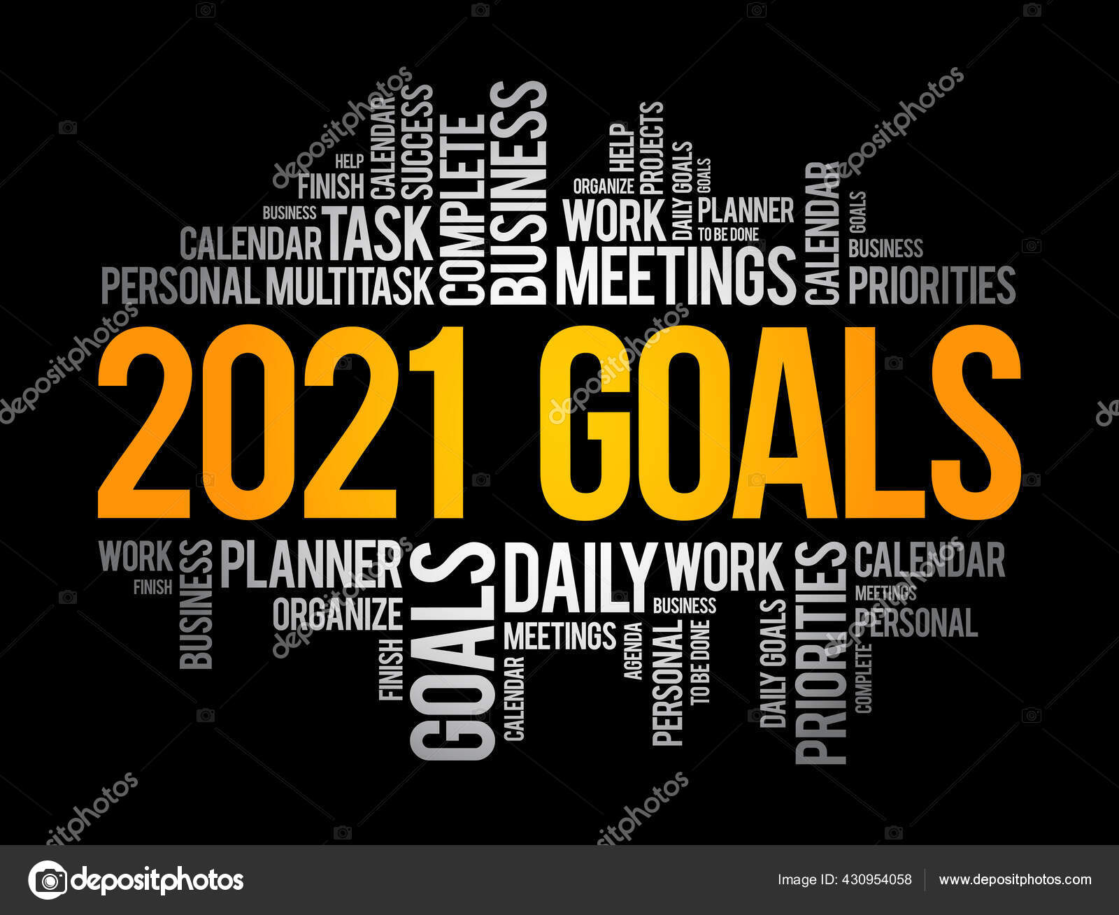 2021 Goals Word Cloud Collage Business Concept Background Stock Vector ...