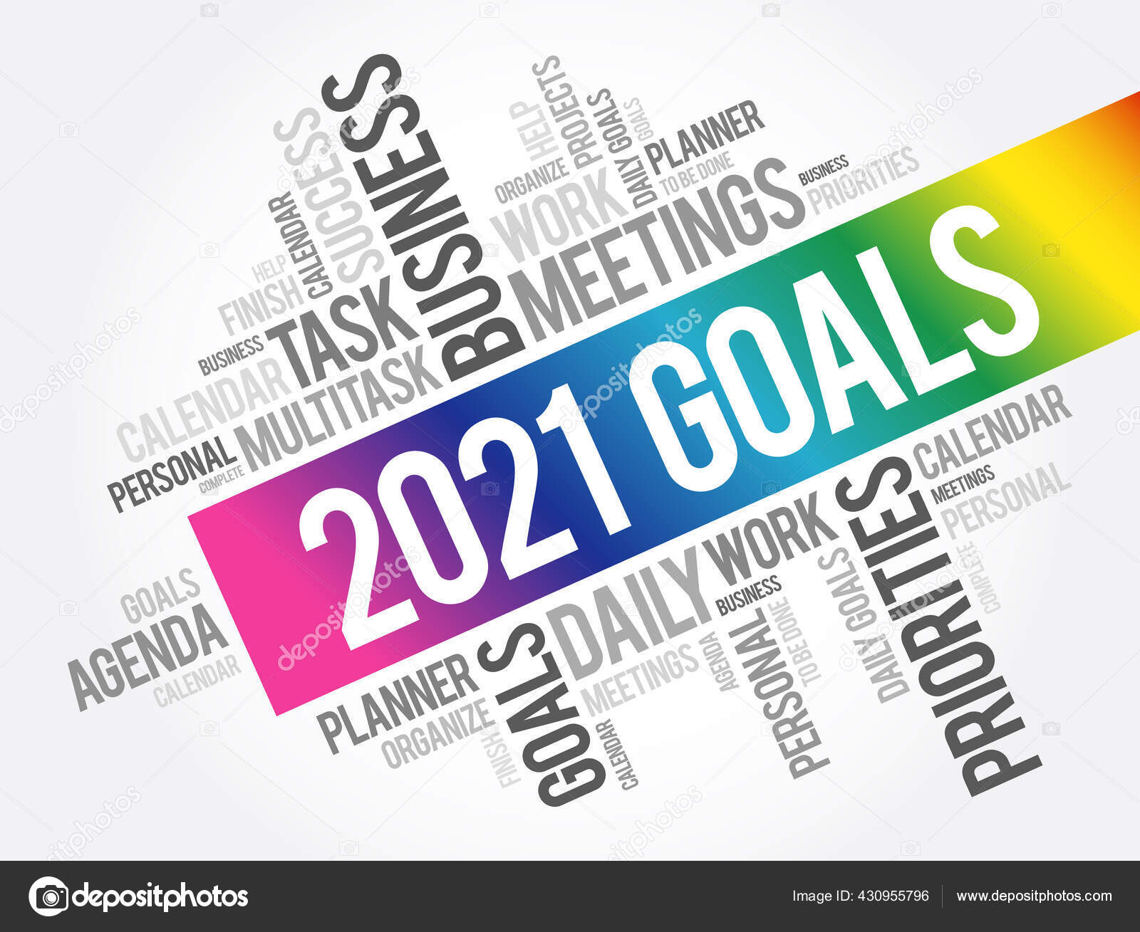 2021 Goals Word Cloud Collage Business Concept Background Stock Vector ...