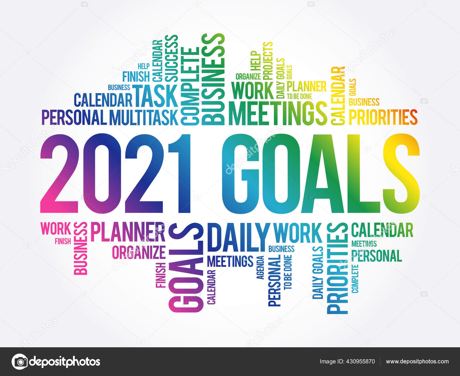 2021 Goals Word Cloud Collage Business Concept Background Stock Vector ...