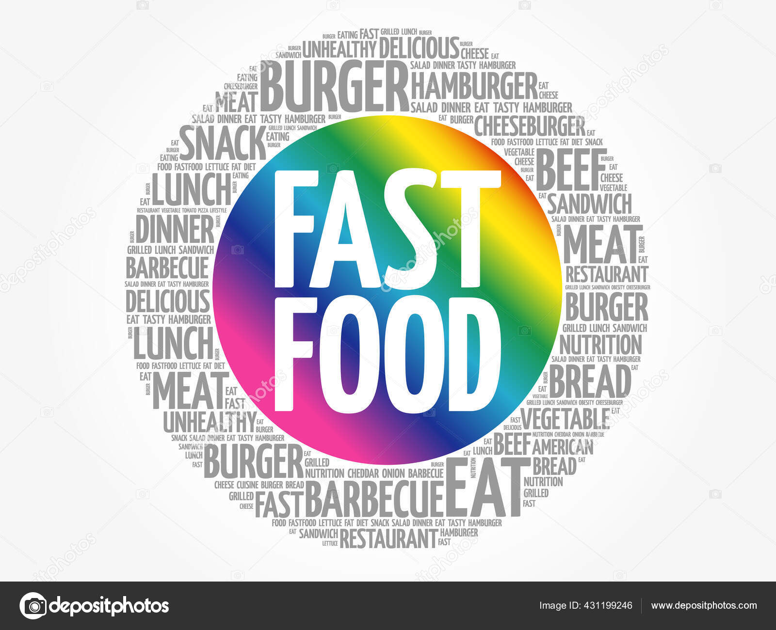 Fast Food Word Cloud Collage Concept Background Stock Vector Image by ...