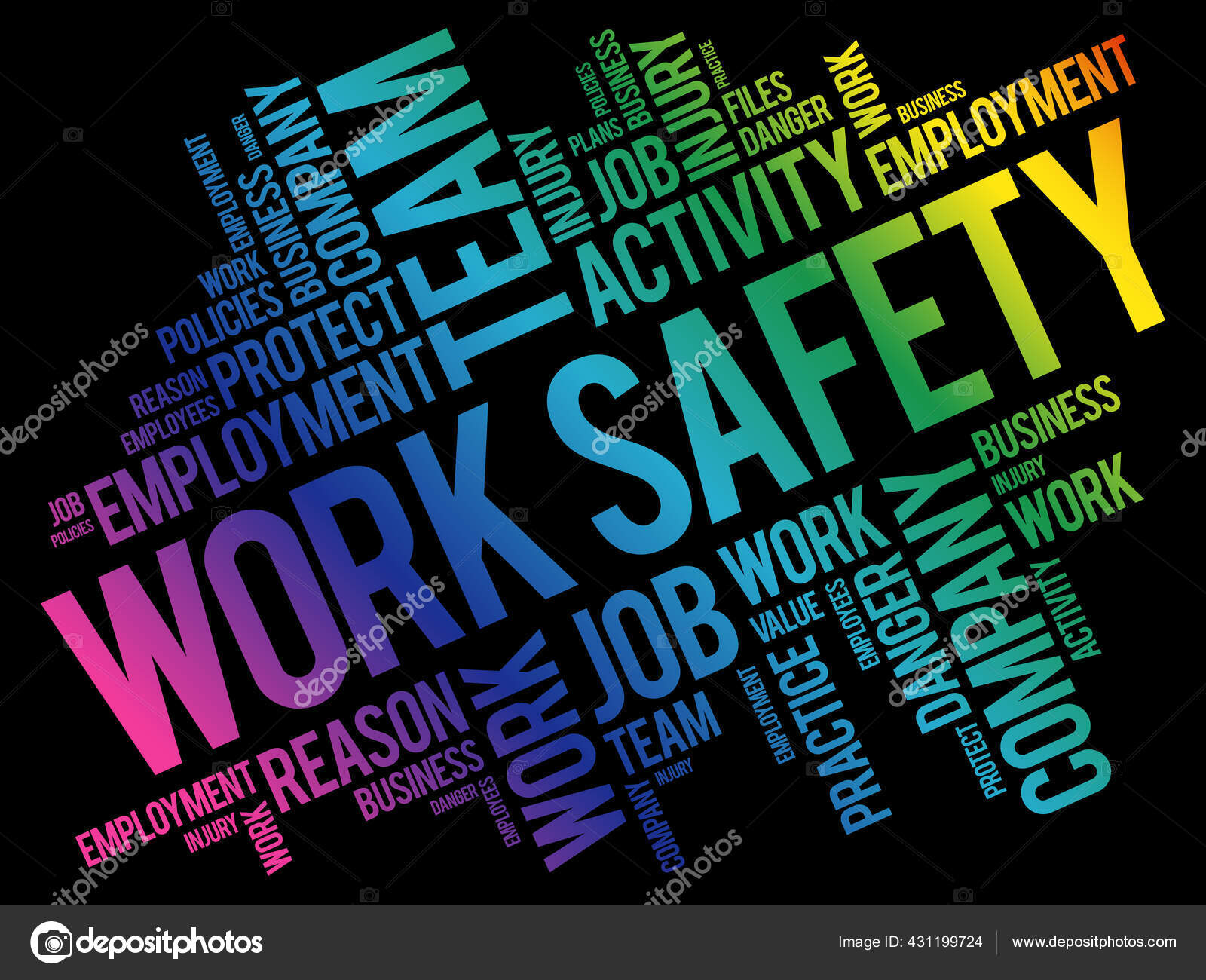 Work Safety Word Cloud Collage Terms Employee Company Business Concept ...