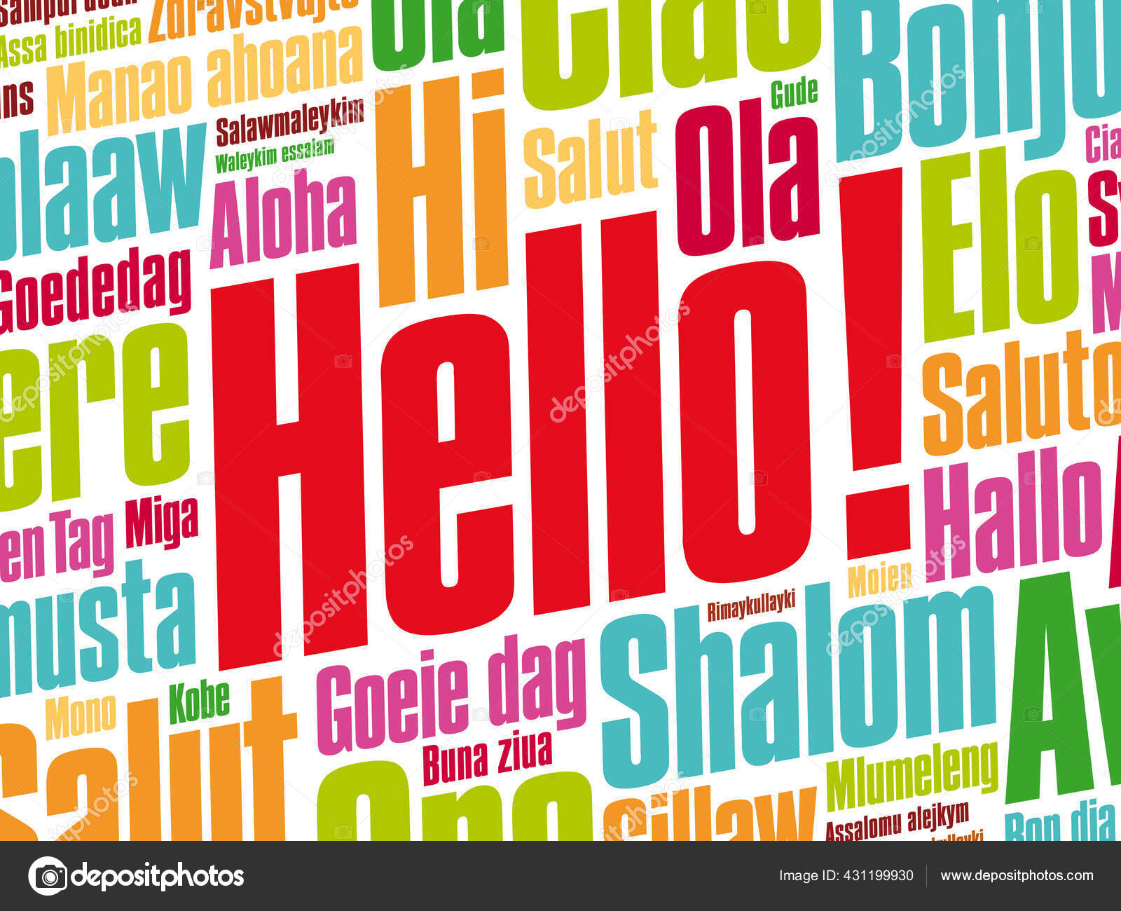 Hola Nube Palabras Diferentes Idiomas Del Mundo Concepto Fondo Vector ...