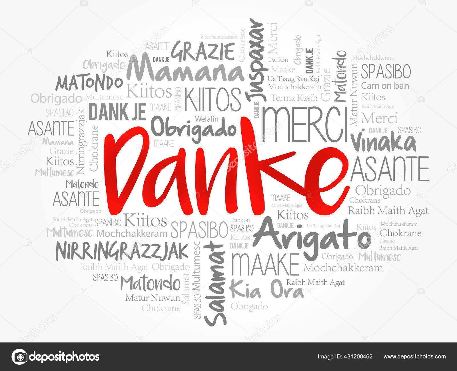 Danke Thank You German Word Cloud Background Different Languages Stock ...