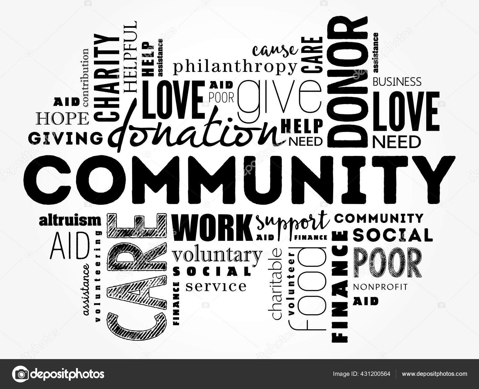 Community Word Cloud Collage Social Concept Background Stock Vector ...