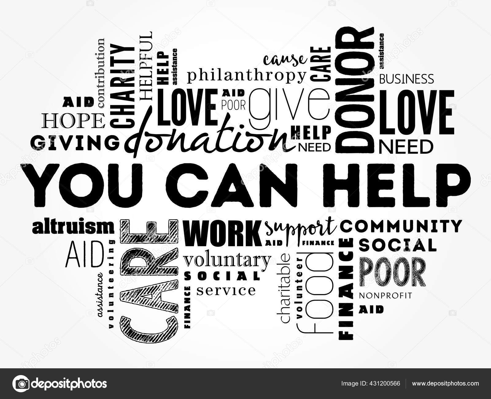 You Can Help Word Cloud Collage Business Concept Background Stock ...