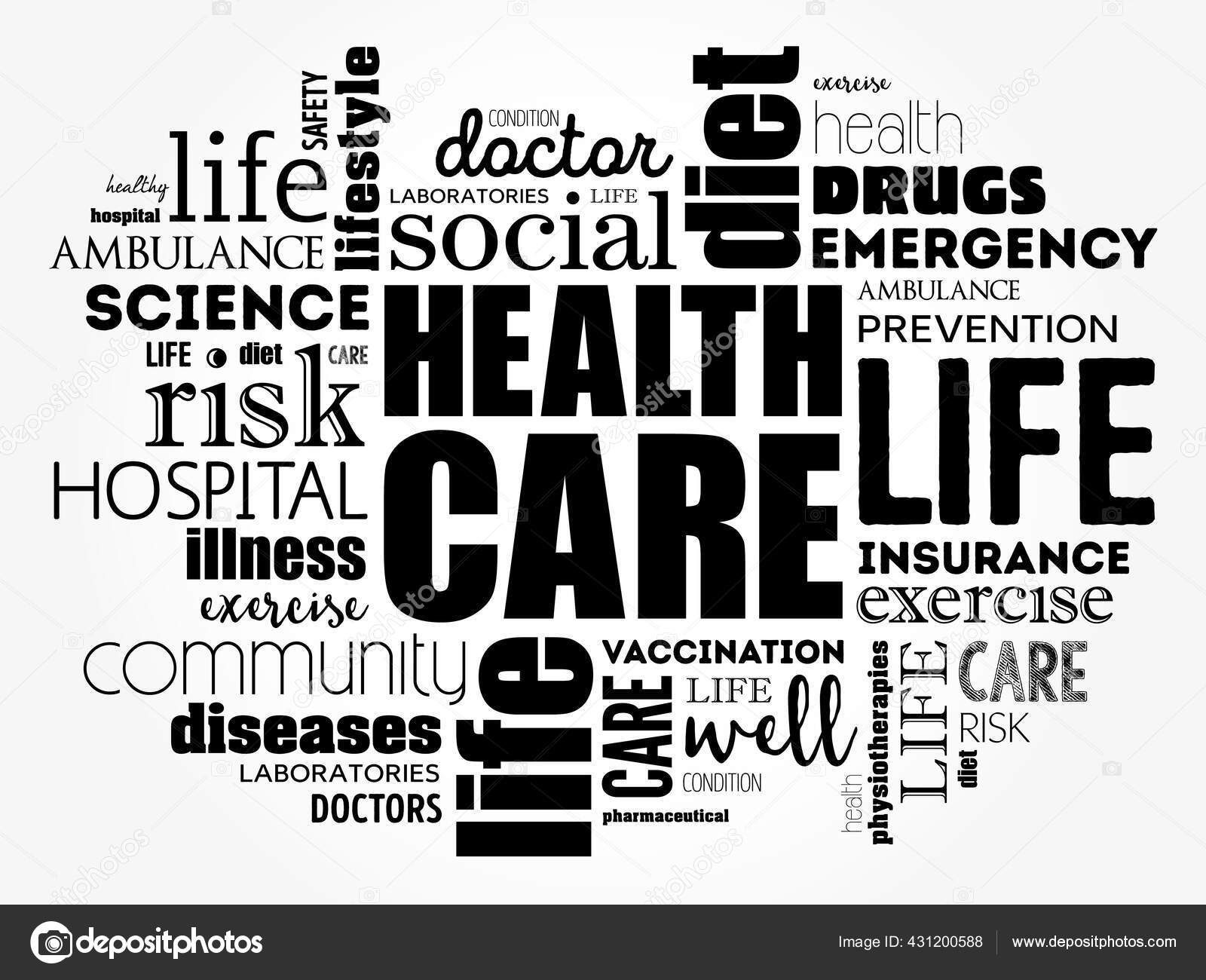 Health Care Word Cloud Collage Health Concept Background Stock Vector ...