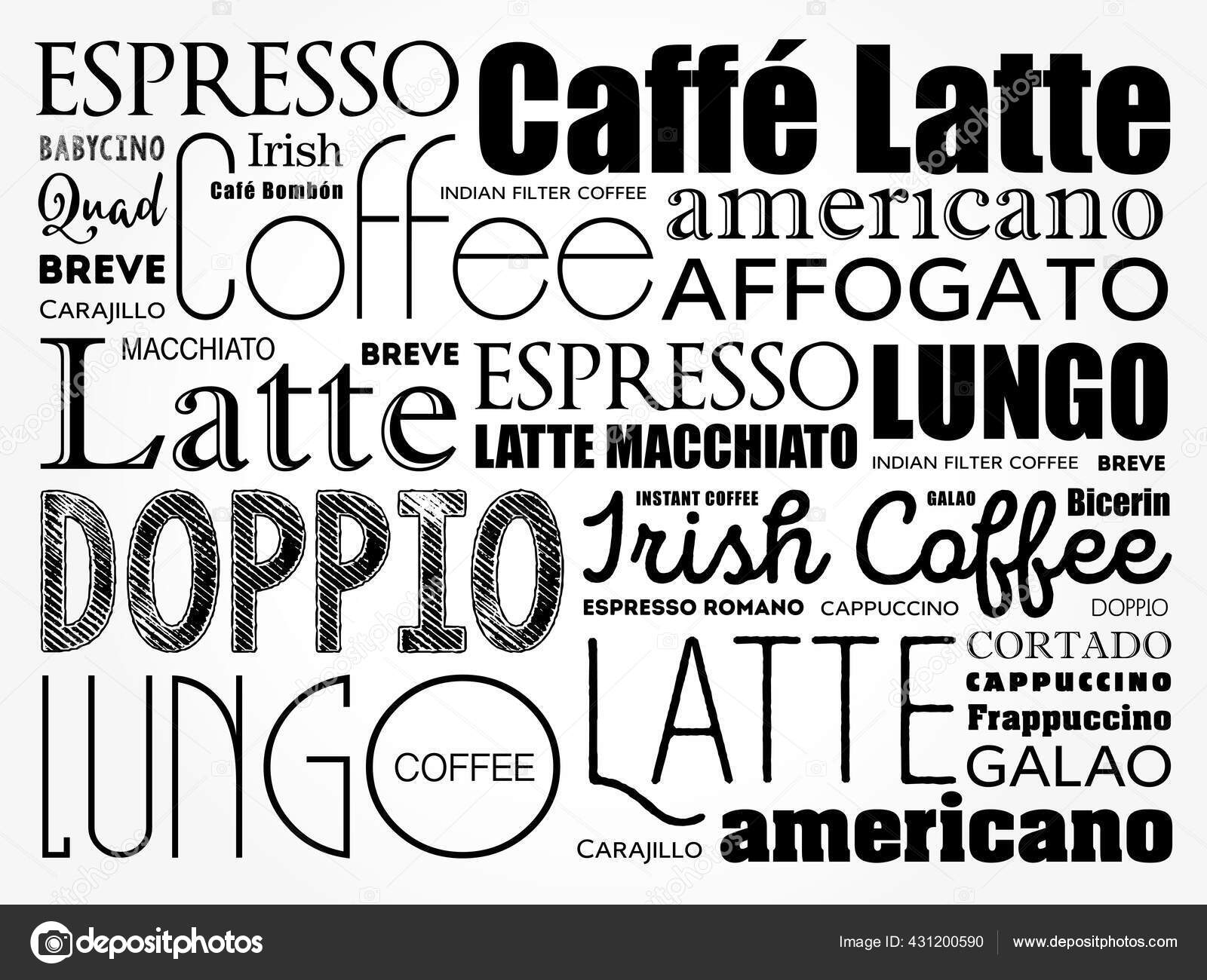 List Coffee Drinks Words Cloud Collage Poster Background Stock Vector ...