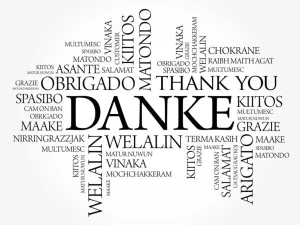 Danke Gracias Alemán Palabra Nube Fondo Diferentes Idiomas Vector De