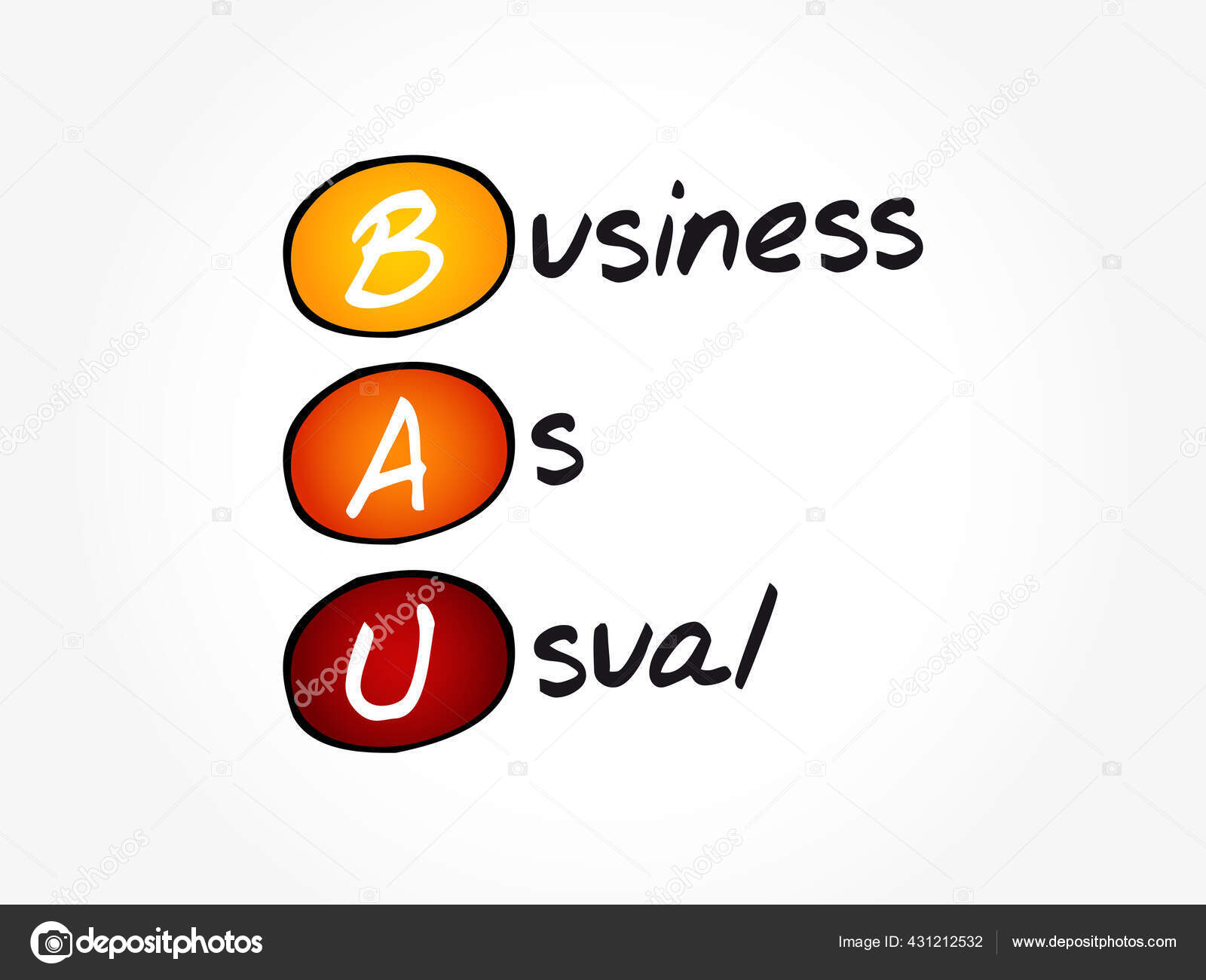 Bau Business Usual Acronym Business Concept Background Stock Vector ...