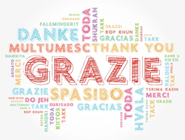 Grazie Thank You Italian Word Cloud Background All Languages Multilingual Stock Vector by ...