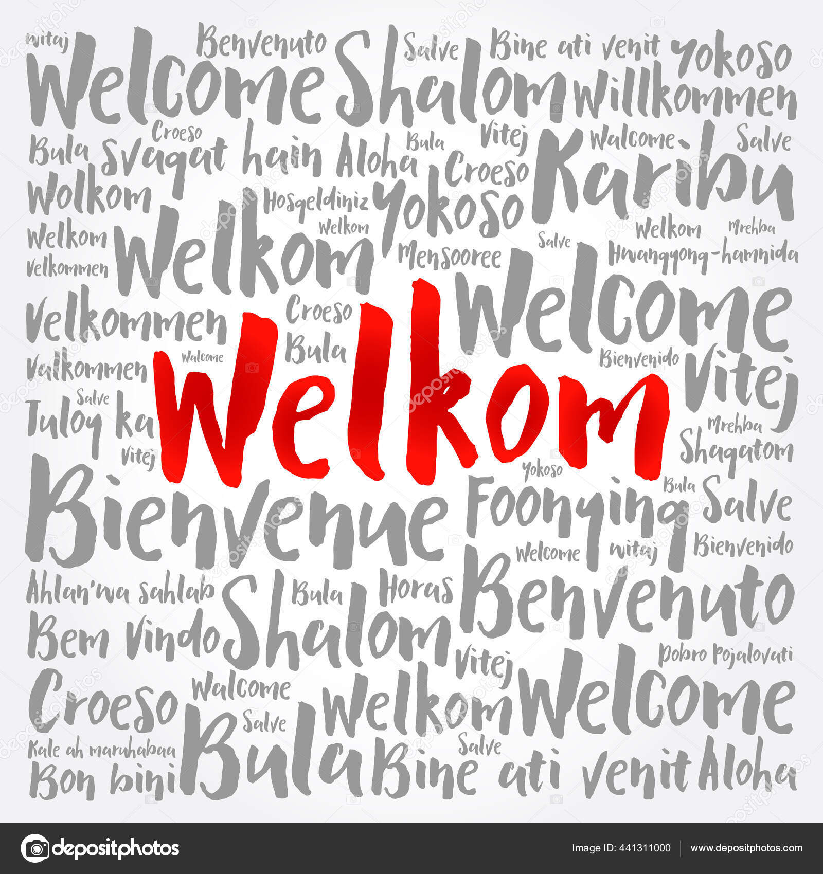 Welkom Welcome Afrikaans Word Cloud Different Languages Conceptual ...