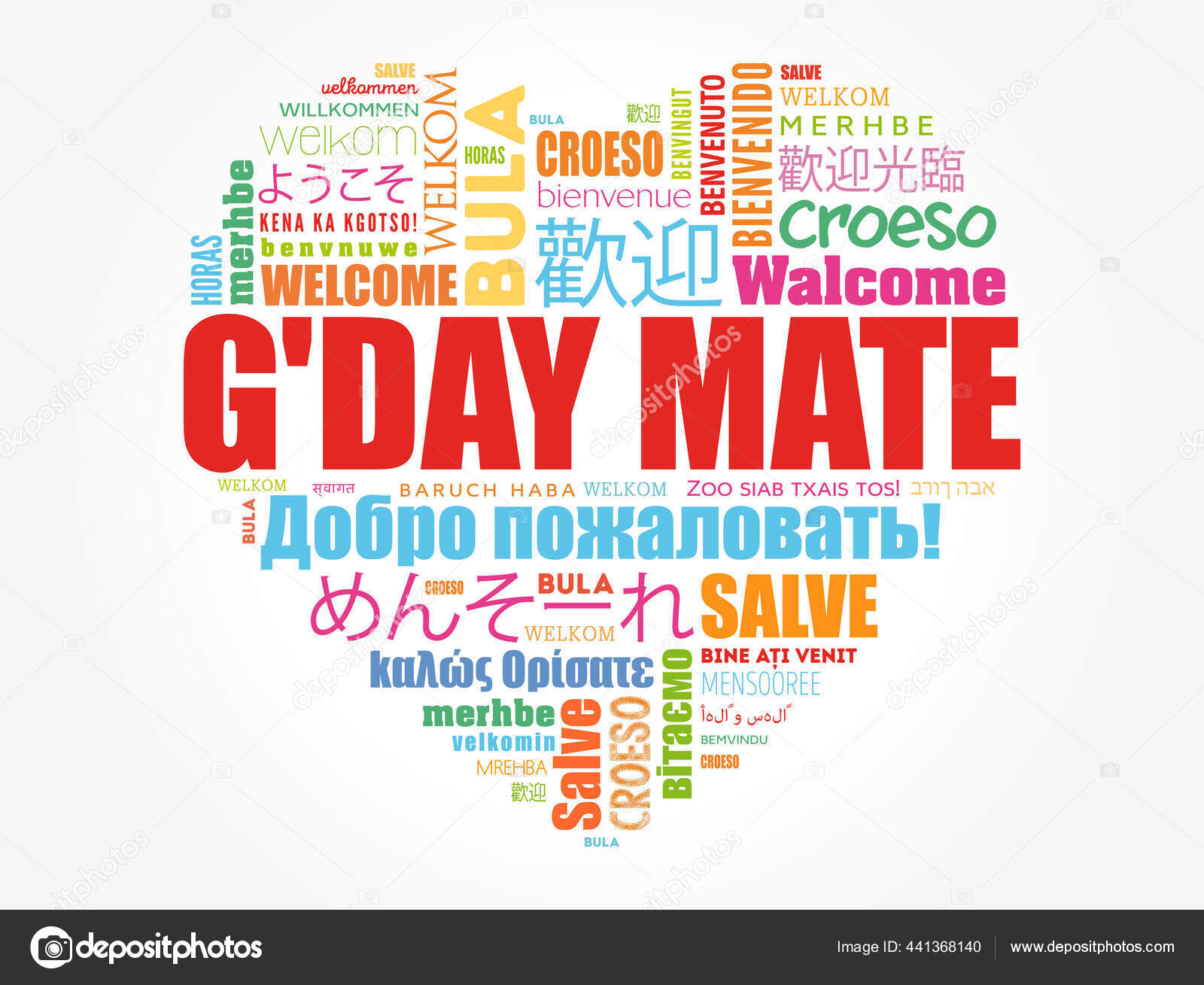G'day Mate Welcome Australian Word Cloud Different Languages Conceptual ...