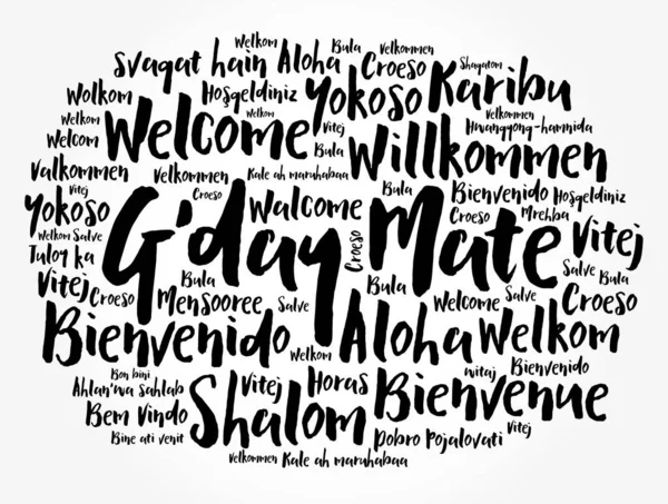 G'day Mate Welcome Australian Word Cloud Different Languages Conceptual ...
