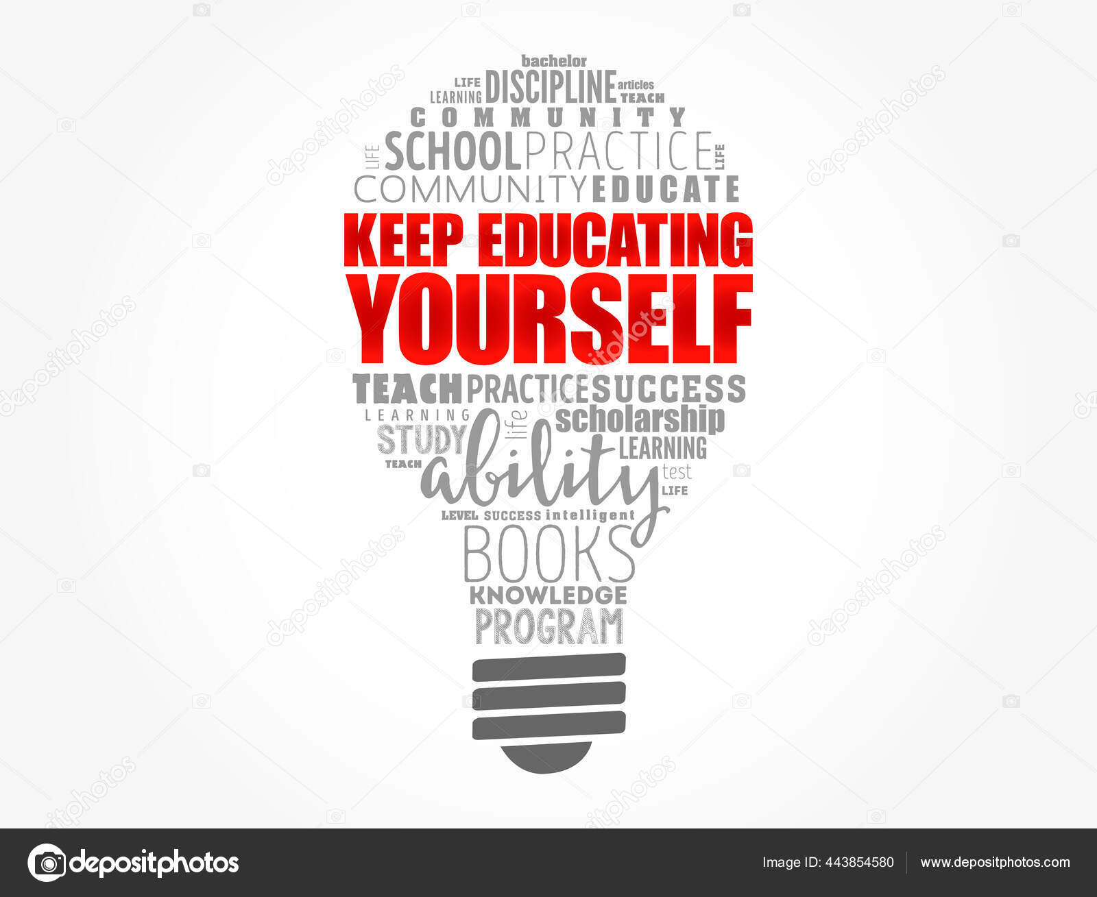 Keep Educating Yourself Light Bulb Word Cloud Collage Education ...