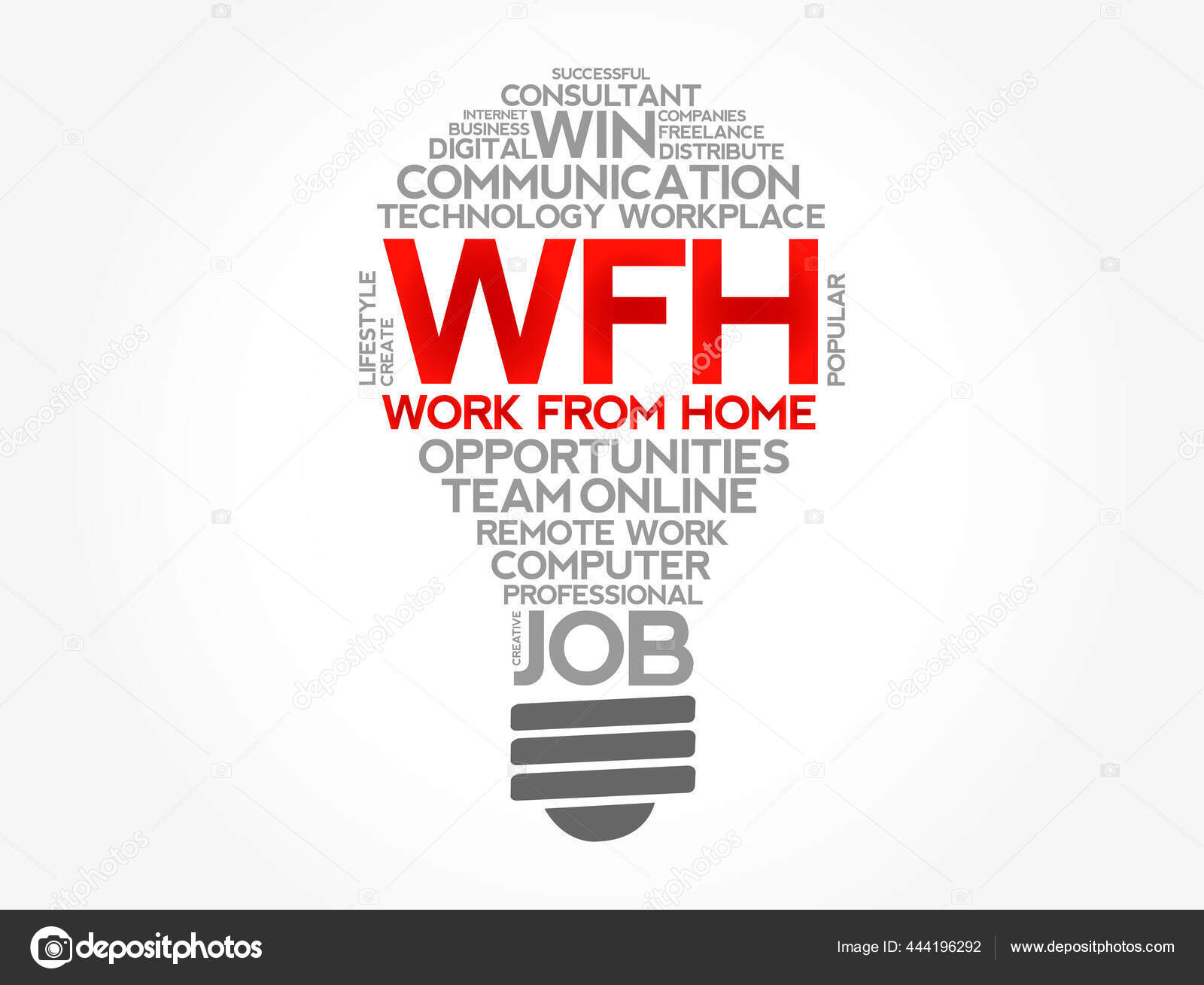 Wfh Work Home Acronym Light Bulb Word Cloud Business Concept Stock ...