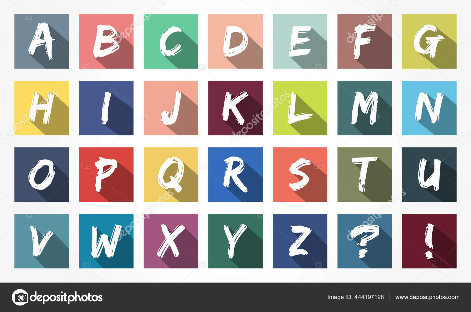 Flat Design Letters Icons Alphabet Long Shadow Concept Background Stock ...