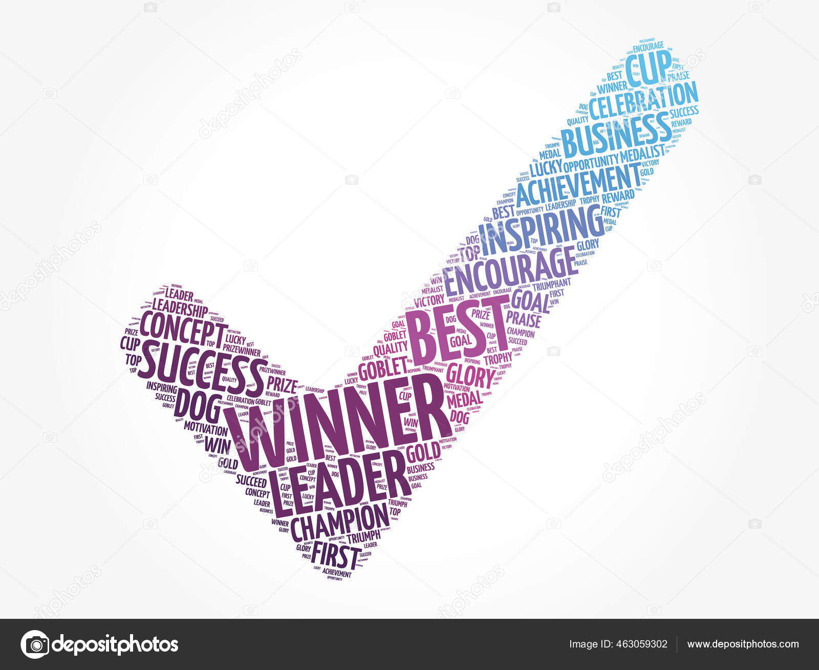 Winner Check Mark Word Cloud Collage Concept Background Stock Vector ...