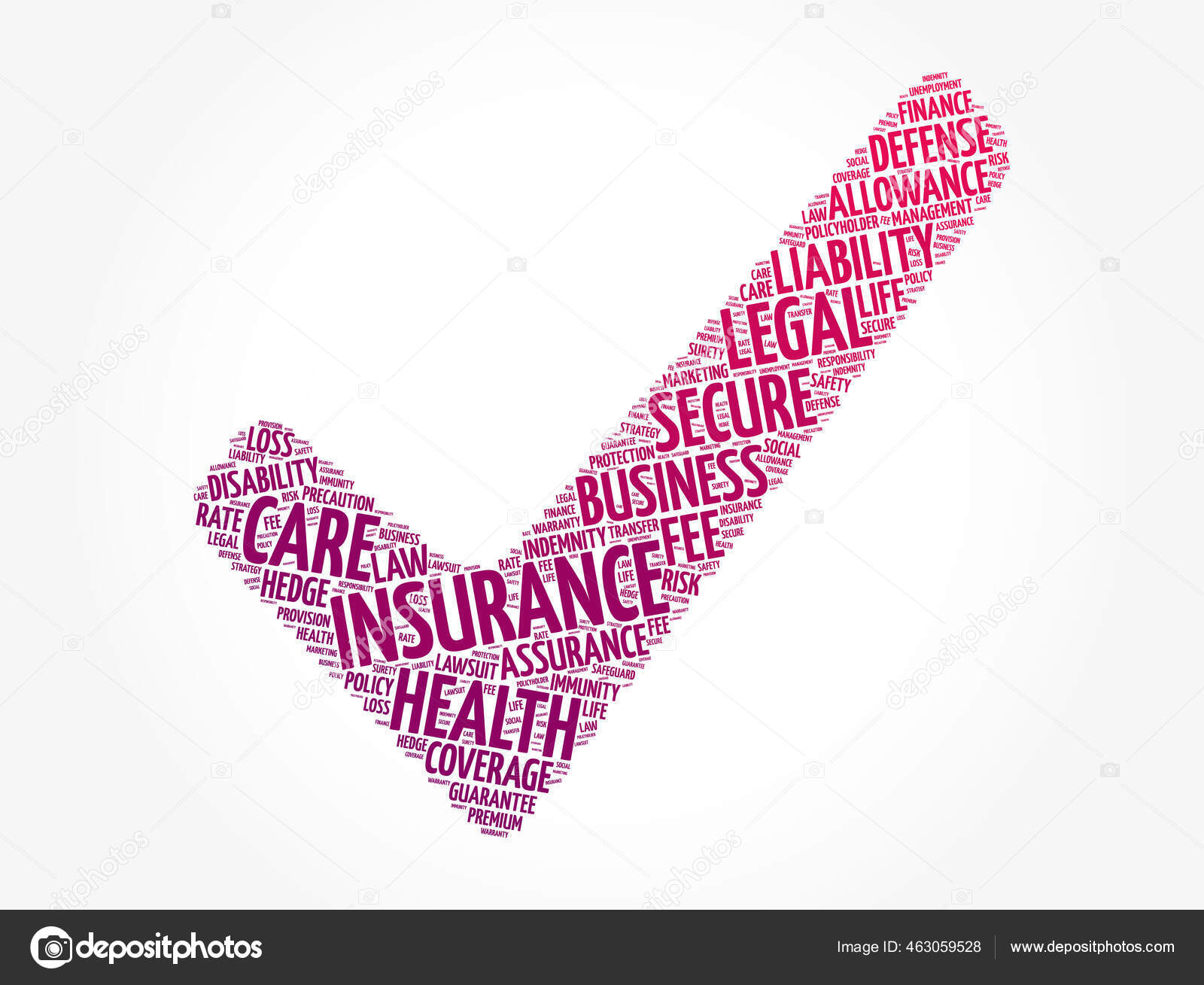 Insurance Check Mark Word Cloud Collage Concept Background Stock Vector ...
