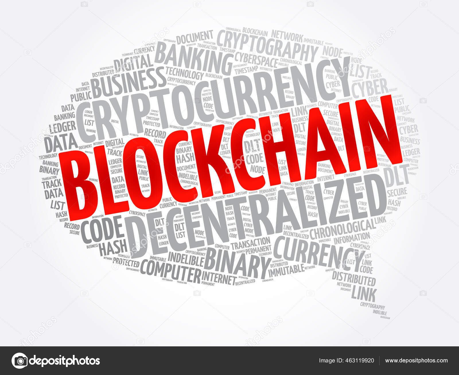 Blockchain Message Bubble Word Cloud Collage Technology Concept ...