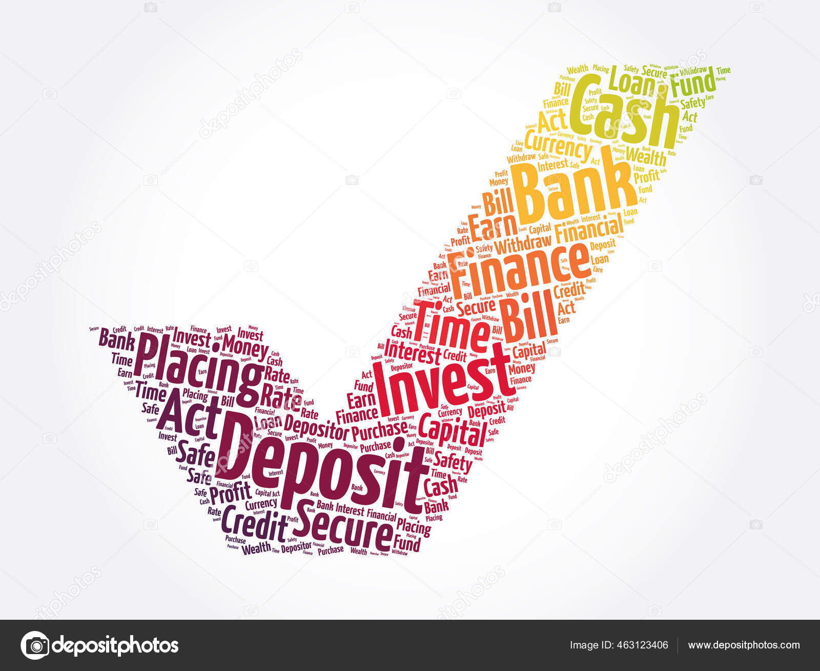 Deposit Check Mark Word Cloud Collage Business Concept Backgroun Stock ...