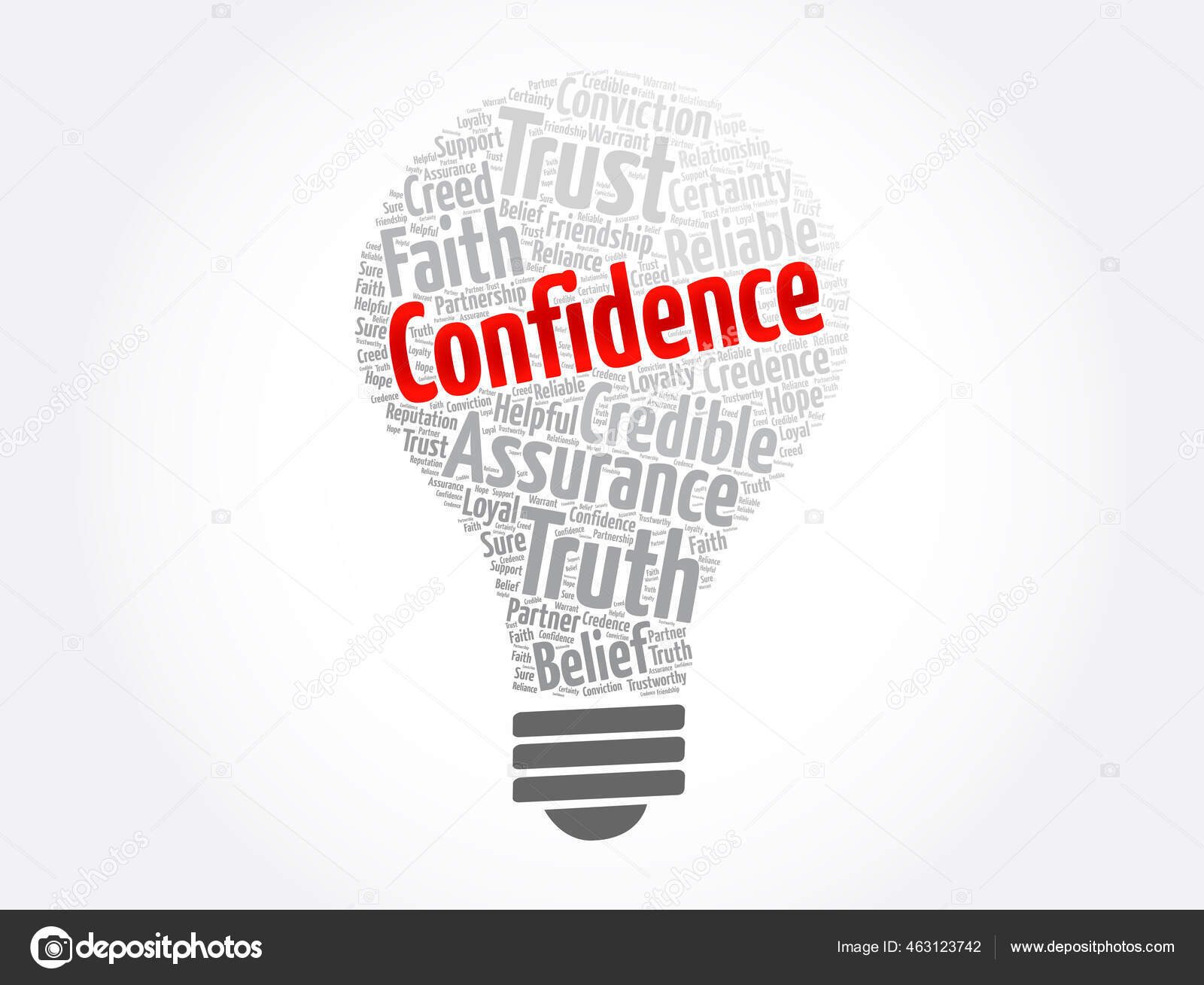 Confidence Bulb Word Cloud Collage Concept Background Stock Vector by ...