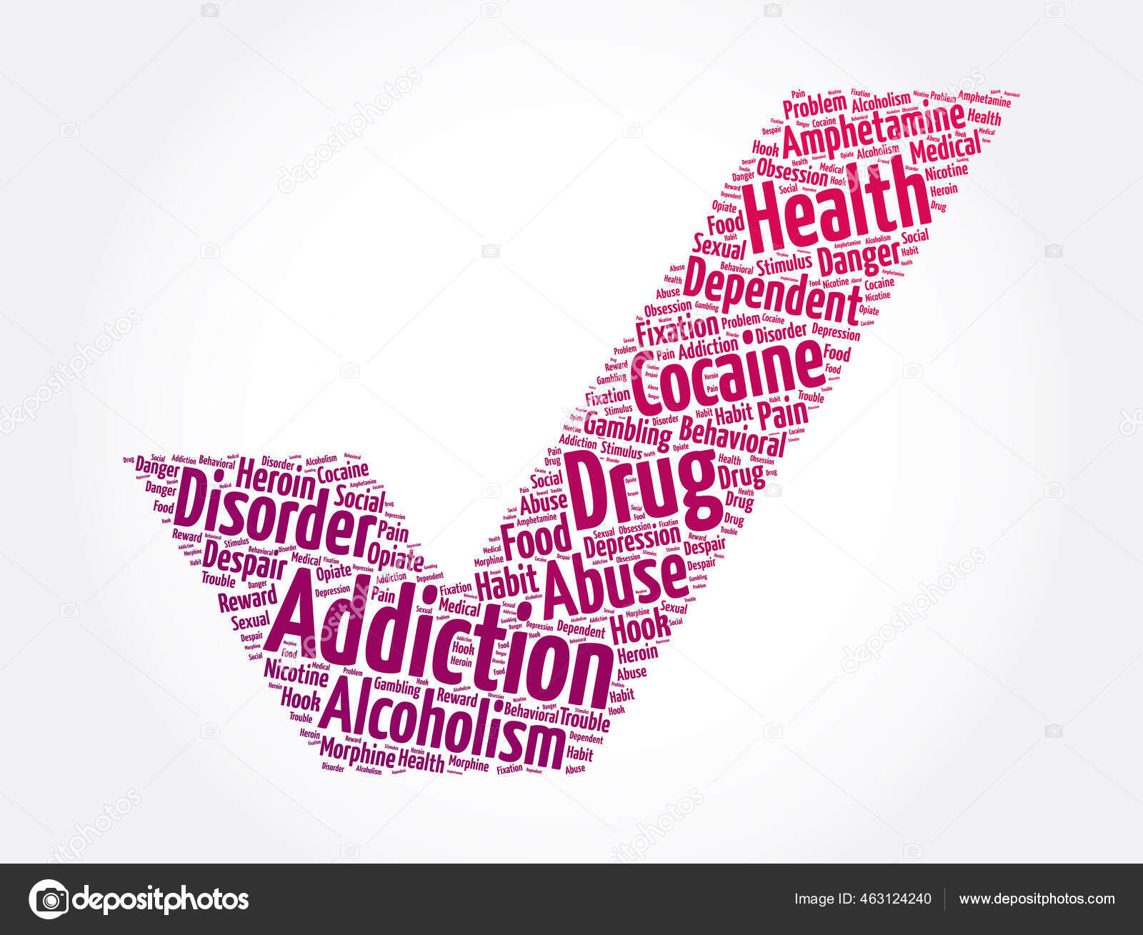 Addiction Check Mark Word Cloud Collage Health Concept Background Stock ...