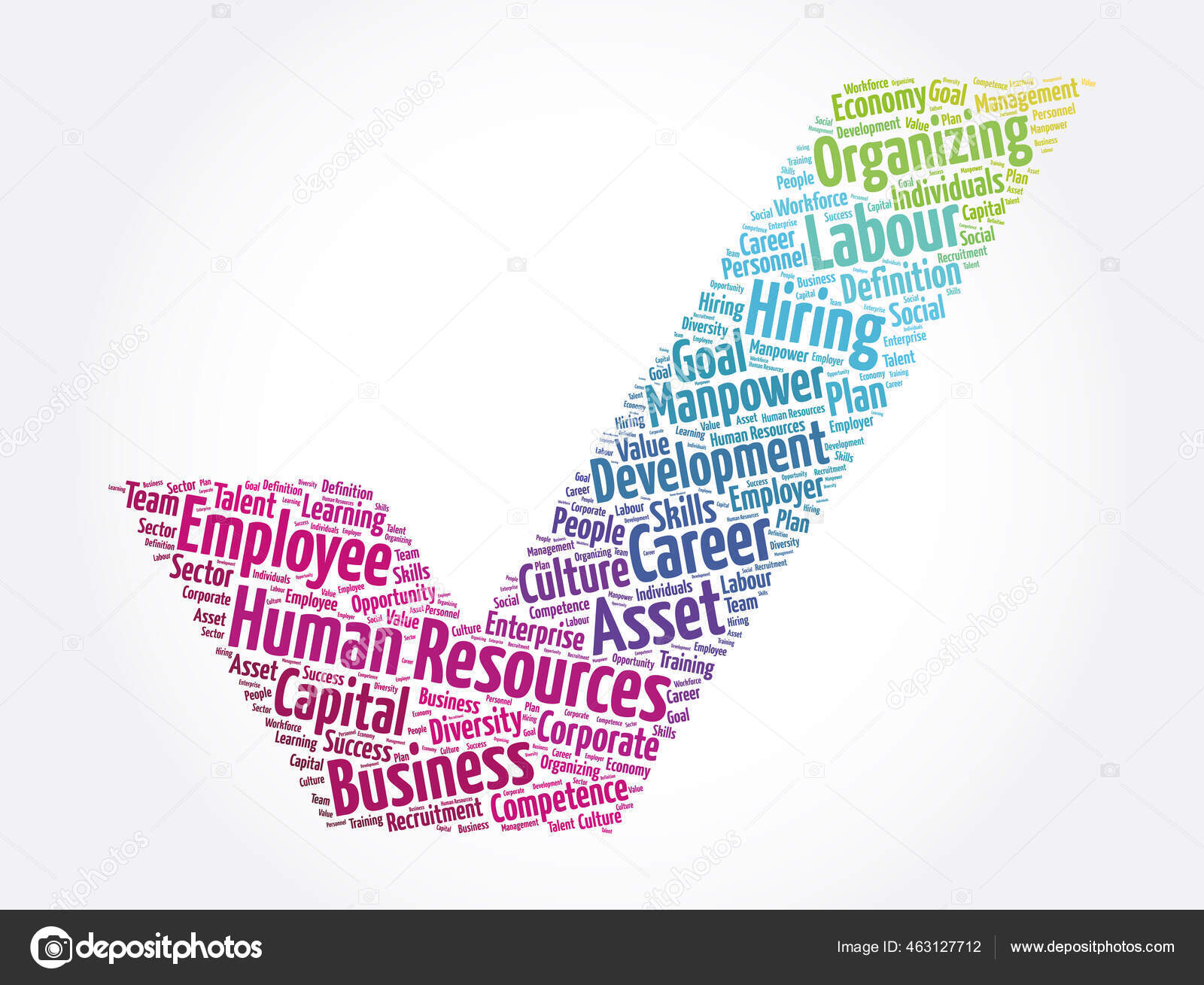 Human Resources Check Mark Word Cloud Collage Business Concept ...