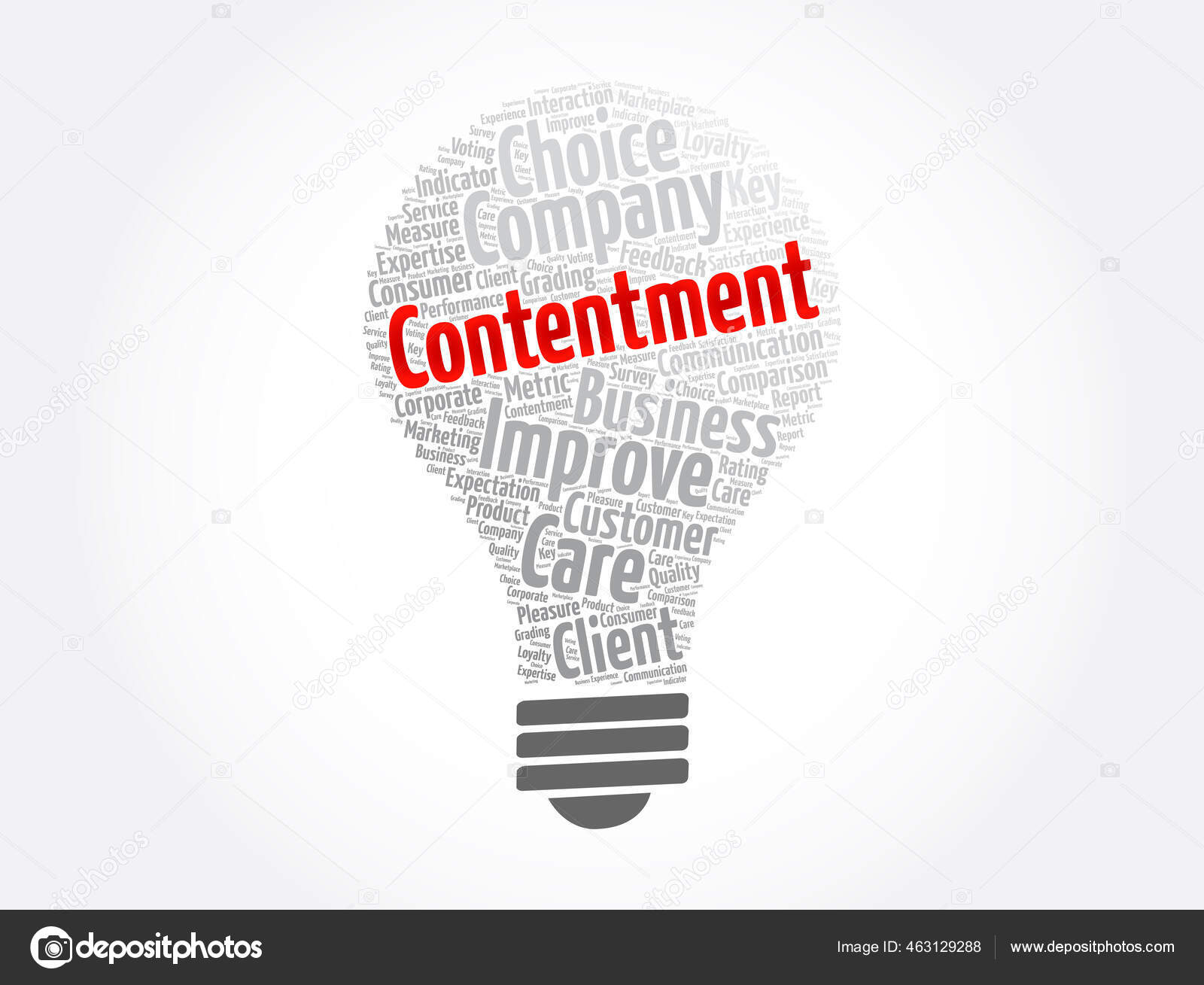 Contentment Light Bulb Word Cloud Collage Concept Background Stock ...