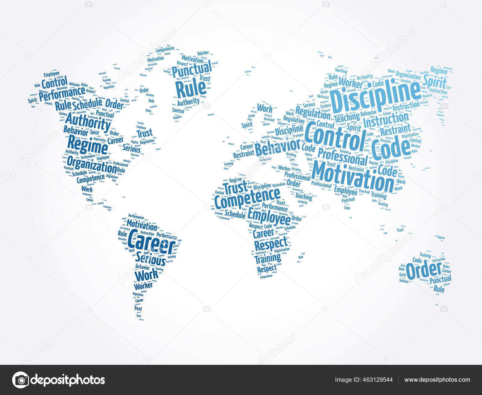 Discipline Word Cloud Shape World Map Concept Background Stock Vector ...