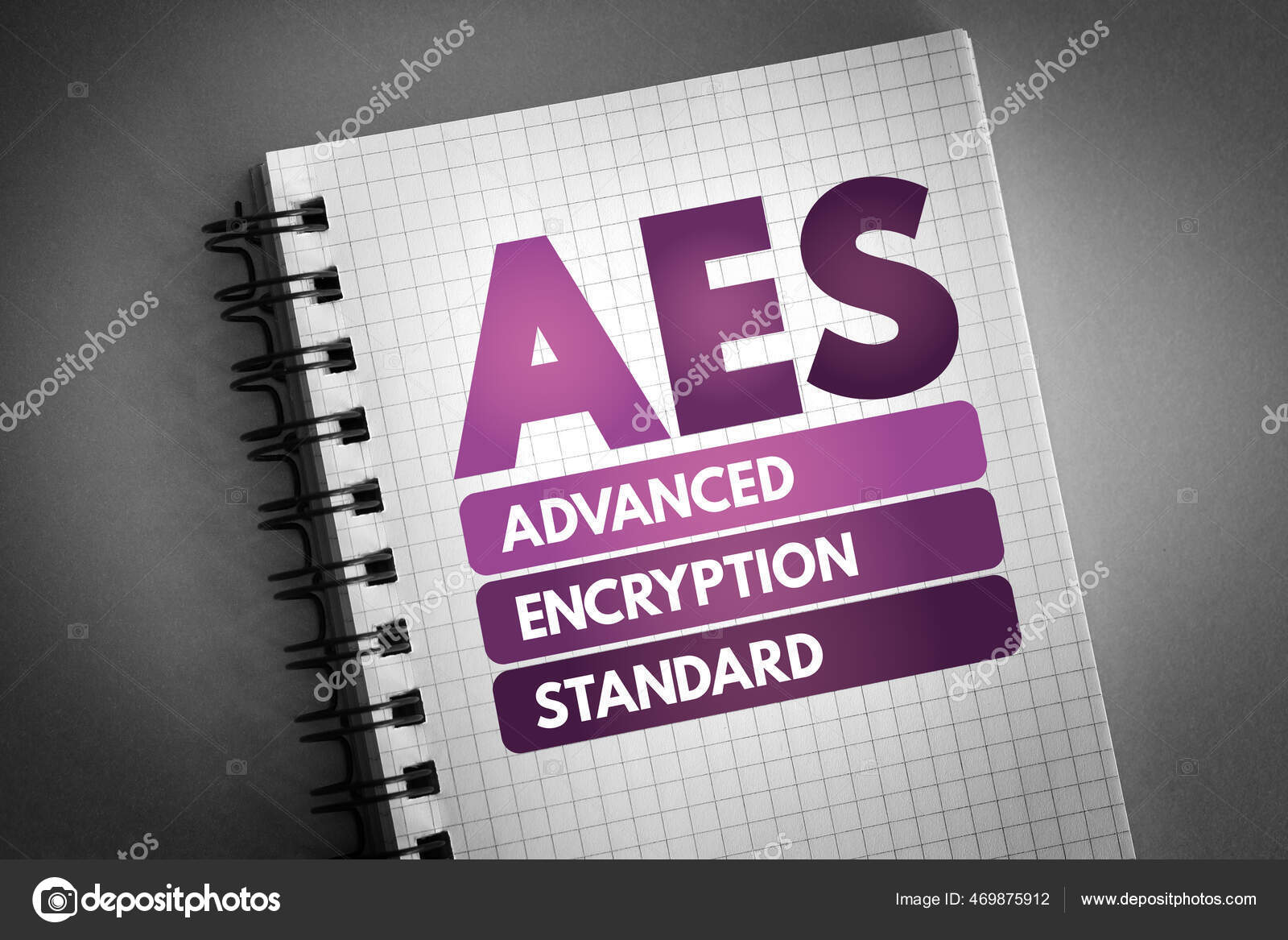 Aes Advanced Encryption Standard Acronym Notepad Technology Concept ...