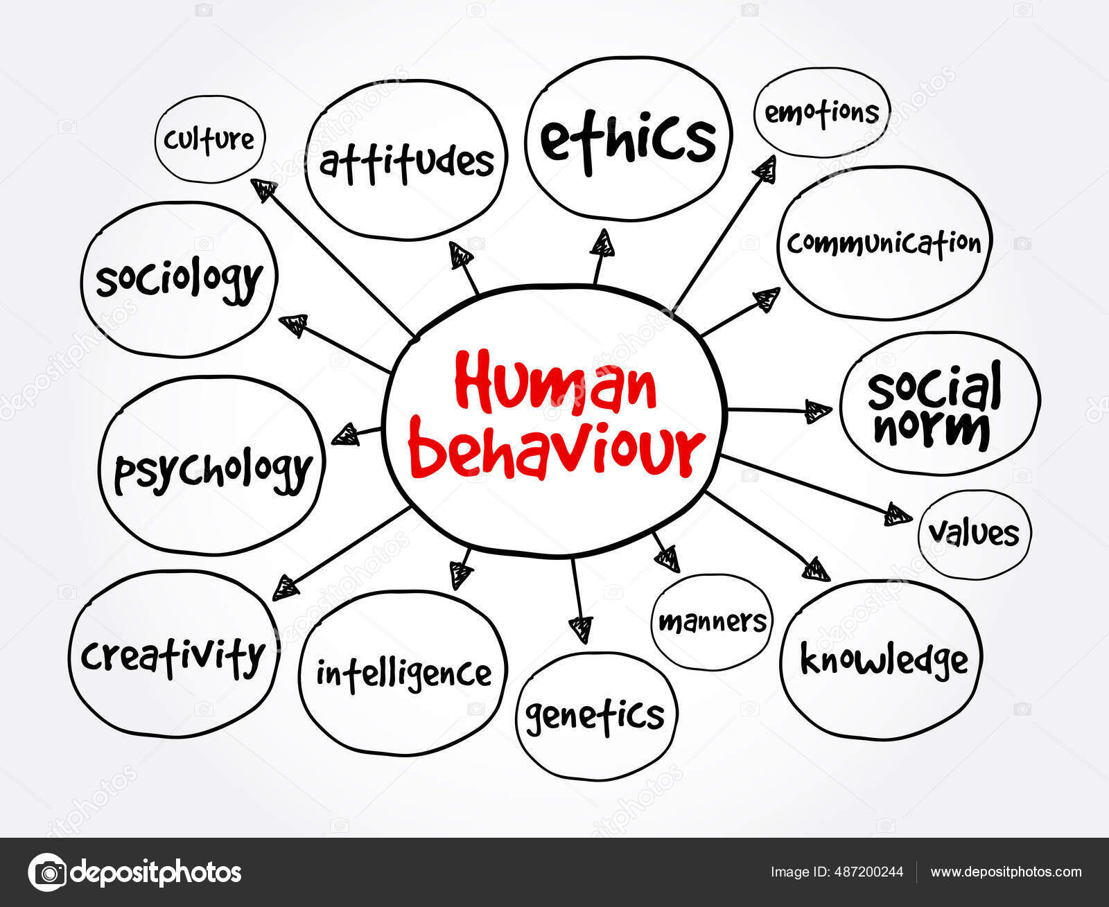 Human Behaviour Mind Map Concept Presentations Reports Stock Vector ...