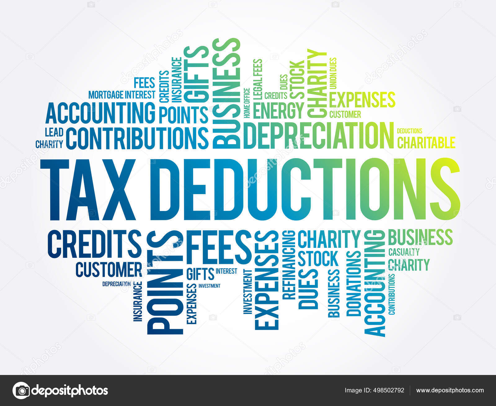 Tax Deductions Word Cloud Collage Business Concept Background Stock ...
